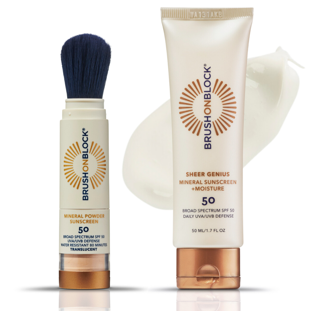 Brush On Block SPF 50-50 Duo Mineral Powder and Lotion Sunscreens